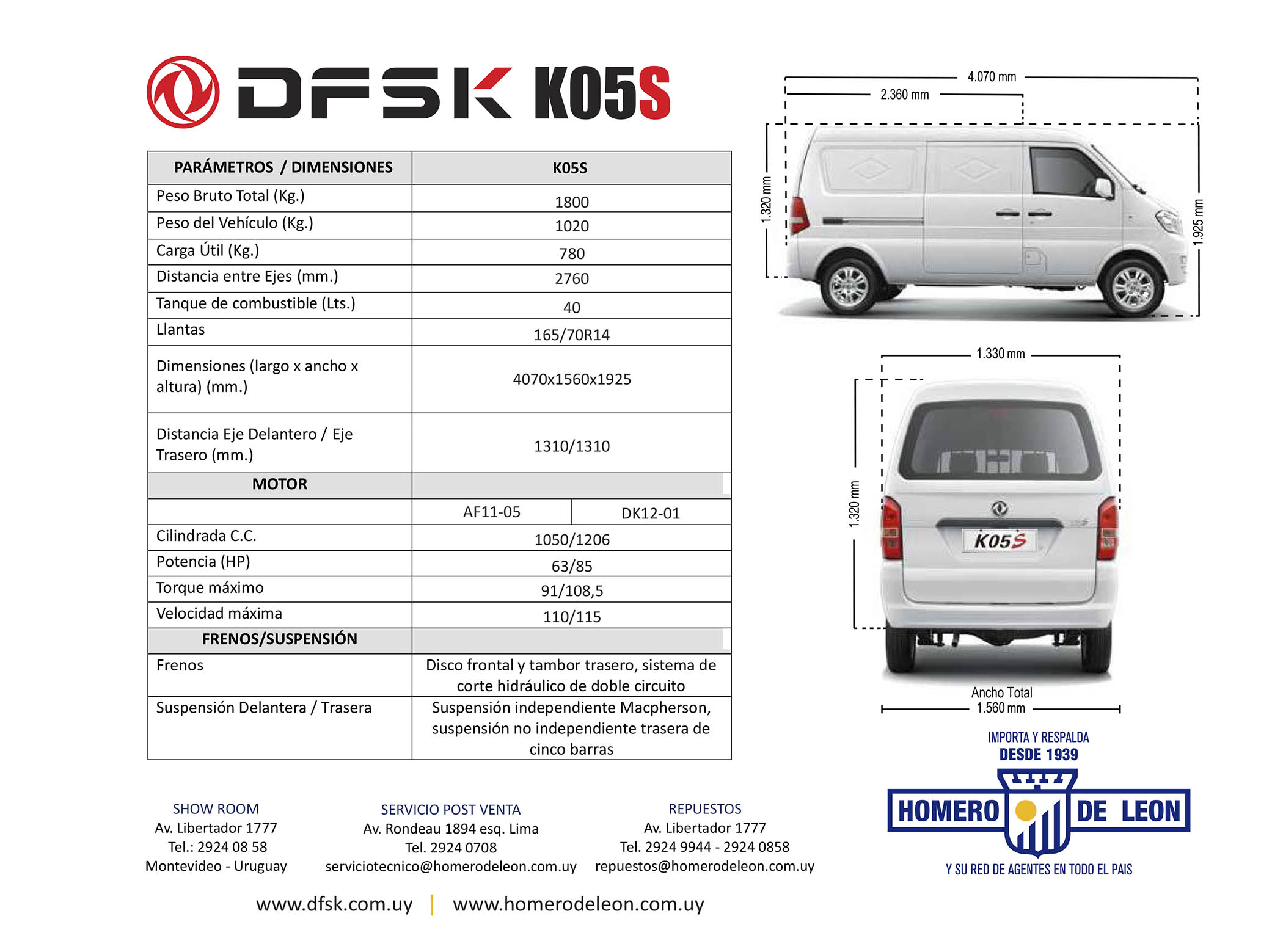 Transporte Carretero - DFSK SERIE K05S Furgón - 1.1C.C